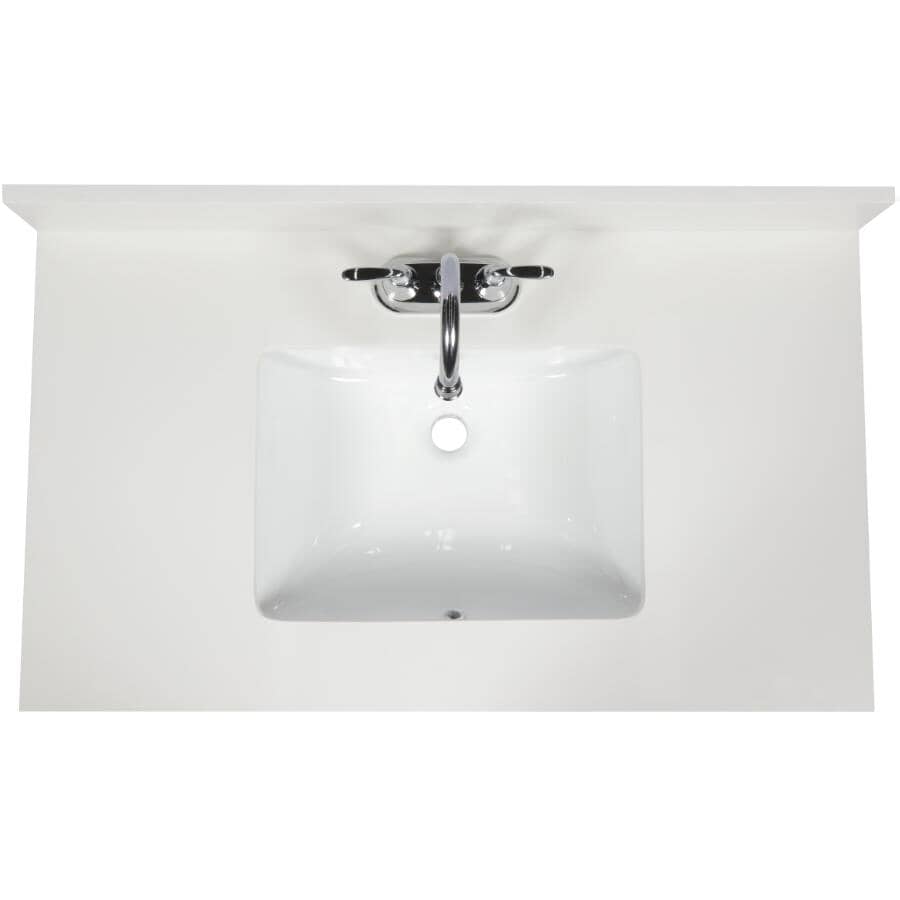 MATRIX DESIGNS 37" x 22" Quartz Vanity Top with Rectangular Ceramic ...