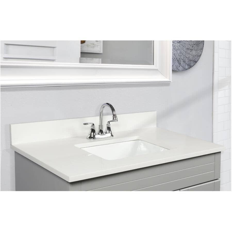 MATRIX DESIGNS 49" x 22" Quartz Vanity Top with Rectangular Ceramic ...