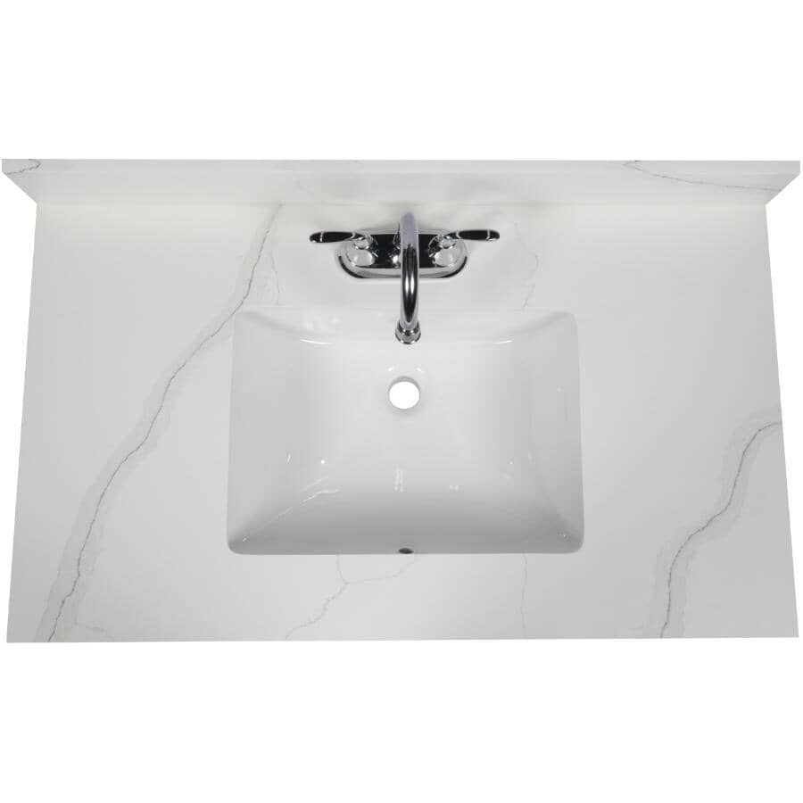 MATRIX DESIGNS 31" x 22" Quartz Vanity Top with Rectangular Ceramic ...