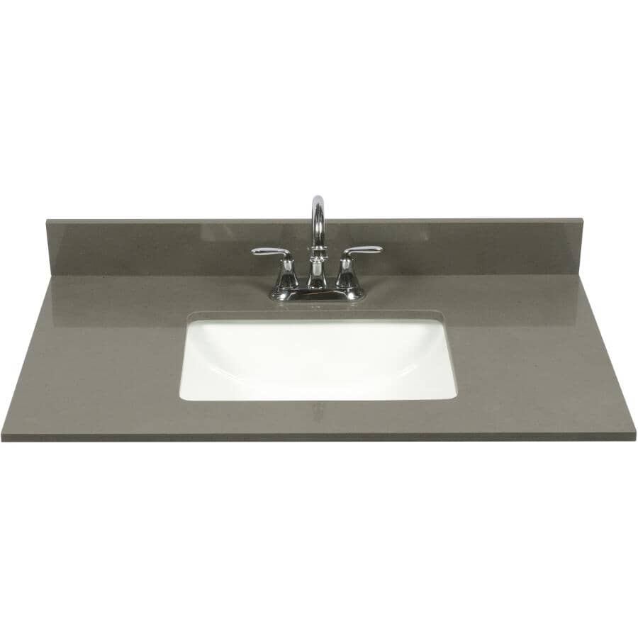 MATRIX DESIGNS 31" x 22" Quartz Vanity Top with Rectangular Ceramic ...