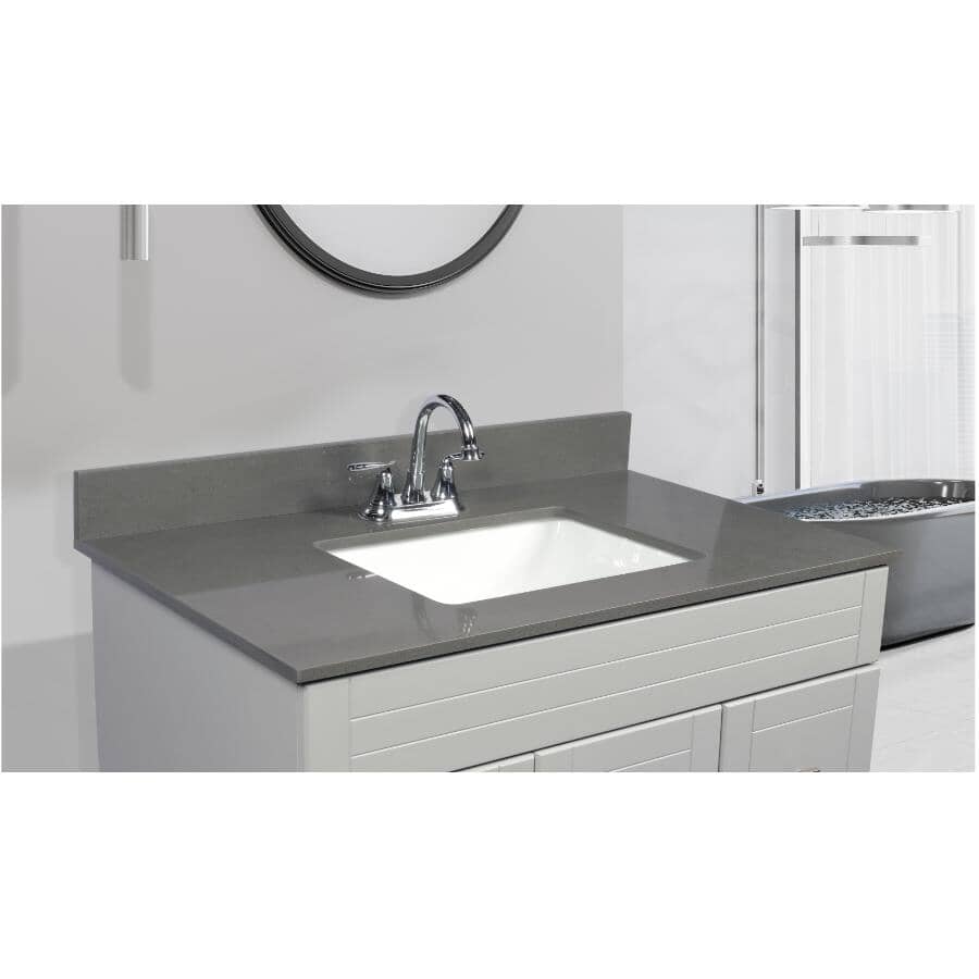 MATRIX DESIGNS 37" x 22" Quartz Vanity Top with Rectangular Ceramic ...