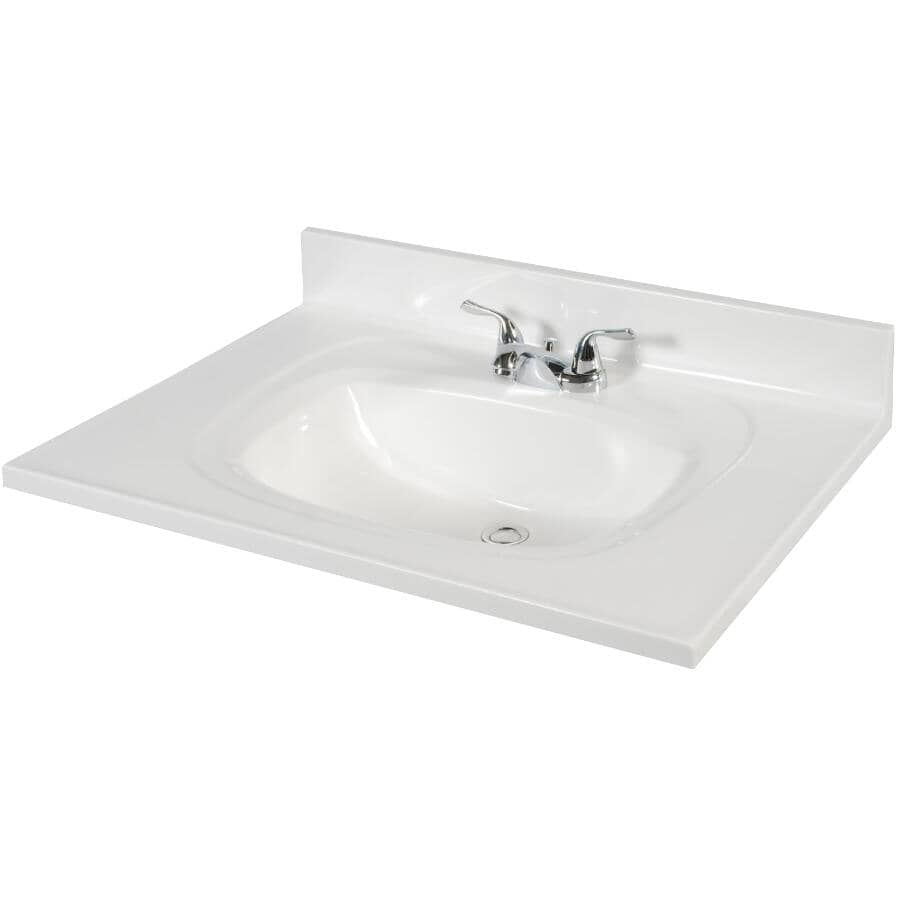 MATRIX DESIGNS 37" x 22" Cultured Marble Vanity Top with Rectangular ...