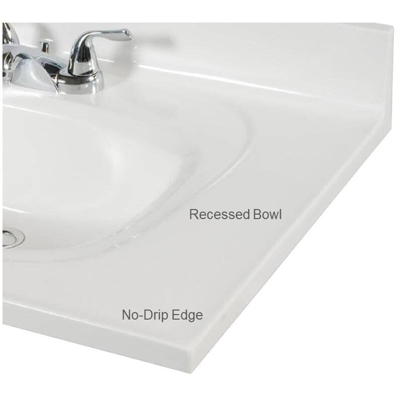 MATRIX DESIGNS 37" x 22" Cultured Marble Vanity Top with Rectangular ...