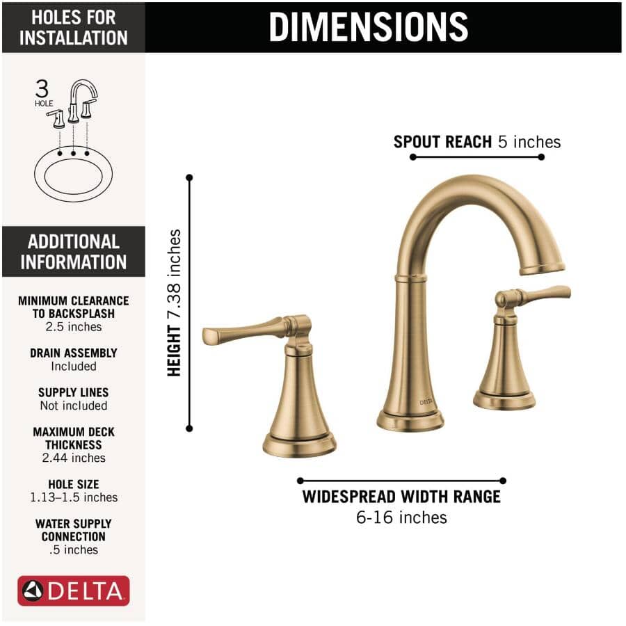 DELTA FAUCET Archdale 2 Handle Widespread Lavatory Faucet | Home Hardware