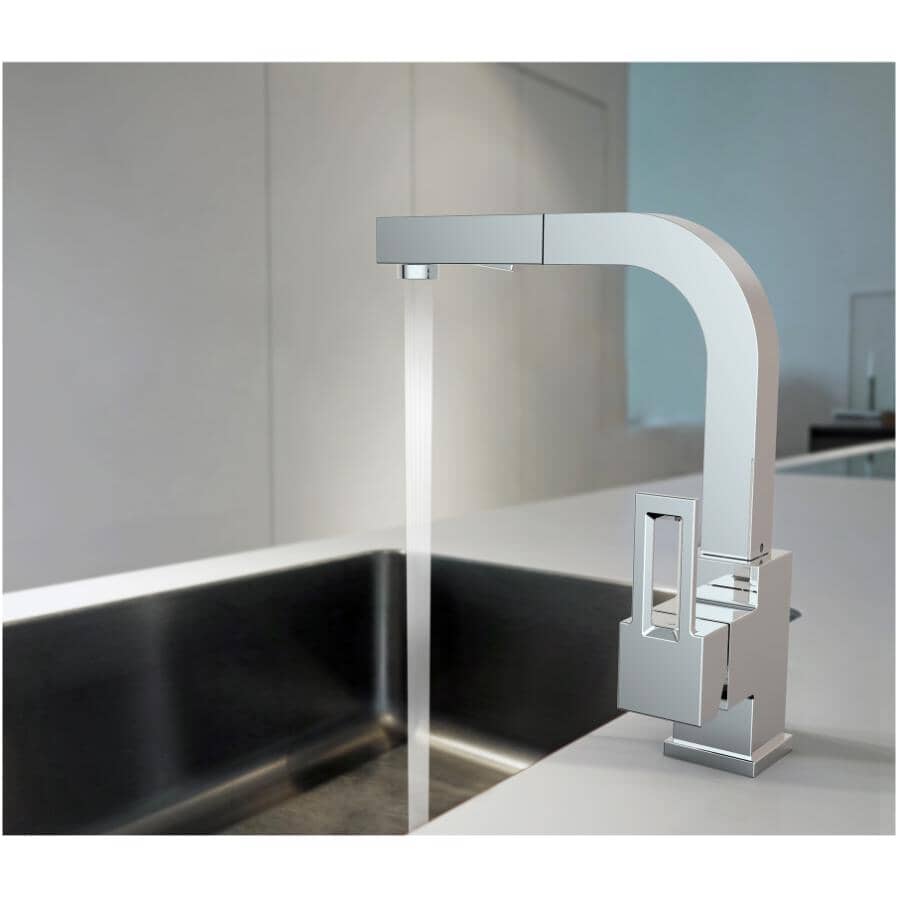 BÉLANGER ESSENTIAL Quadrato Single Handle Pull-Out Kitchen Faucet ...