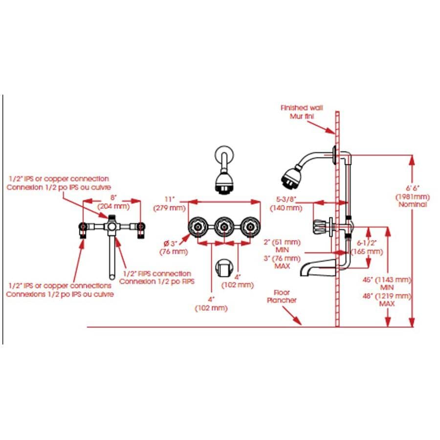 BÉLANGER ESSENTIAL 3 Handle Tub & Shower Faucet | Home Hardware