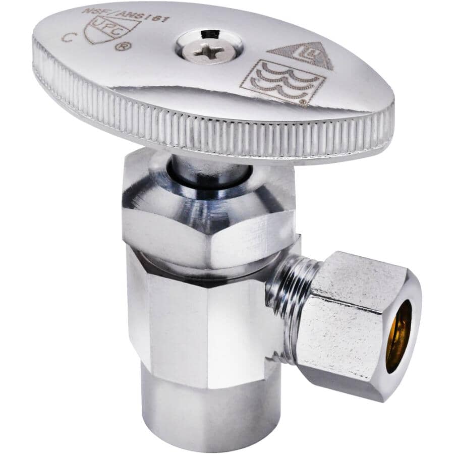 LYNCAR 1/2" Nominal Sweat x 3/8" Compression 90 Degree Angle Stop Valve ...