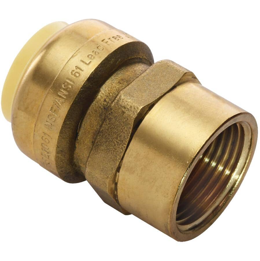 WATERLINE PRODUCTS 3/4" Push Fit x 3/4" FPT Push 'N' Connect Brass ...