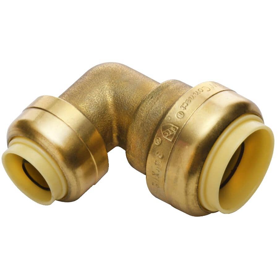 WATERLINE PRODUCTS 3/4" x 1/2" Push 'N' Connect Push Fit Brass 90 ...