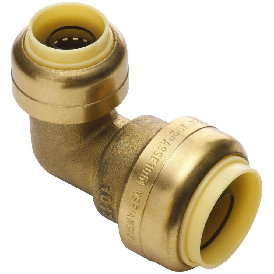 WATERLINE PRODUCTS 3/4" x 1/2" Push 'N' Connect Push Fit Brass 90 ...