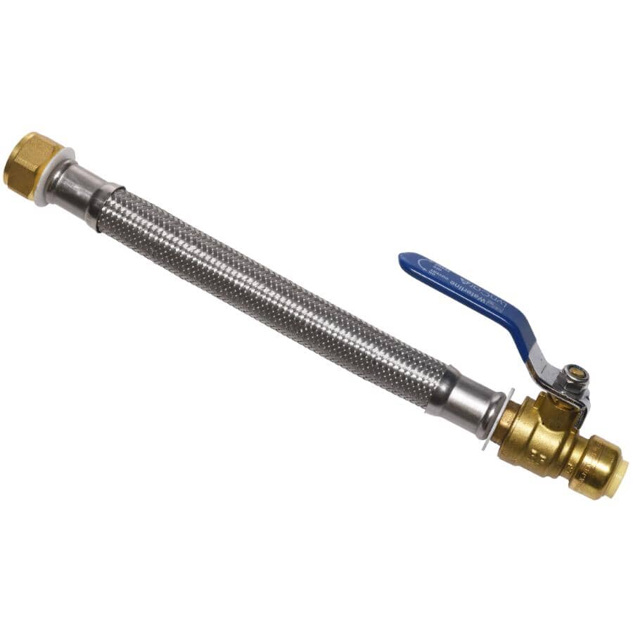 WATERLINE PRODUCTS 12" Push 'N' Connect Stainless Steel Braided Water ...