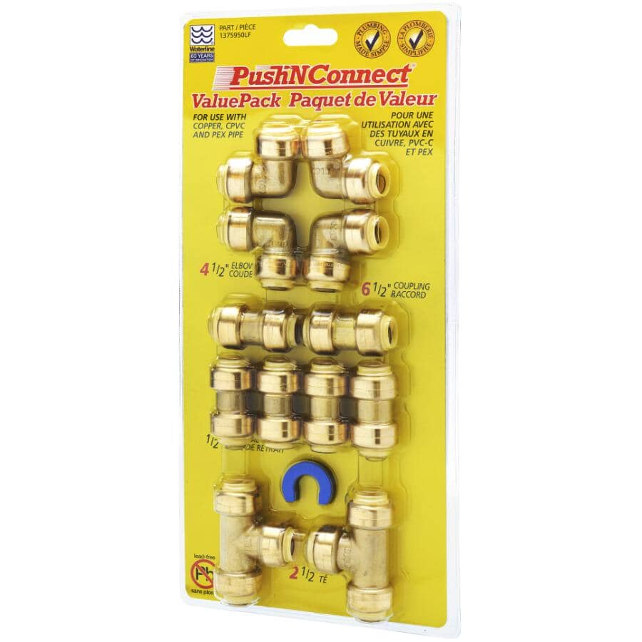WATERLINE PRODUCTS Push 'N' Connect Push Fit Multi Brass Fittings Value ...