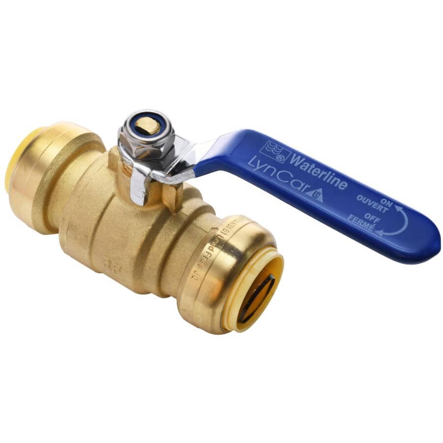 WATERLINE PRODUCTS 1" Push 'N' Connect Push Fit Brass Ball Valve | Home ...