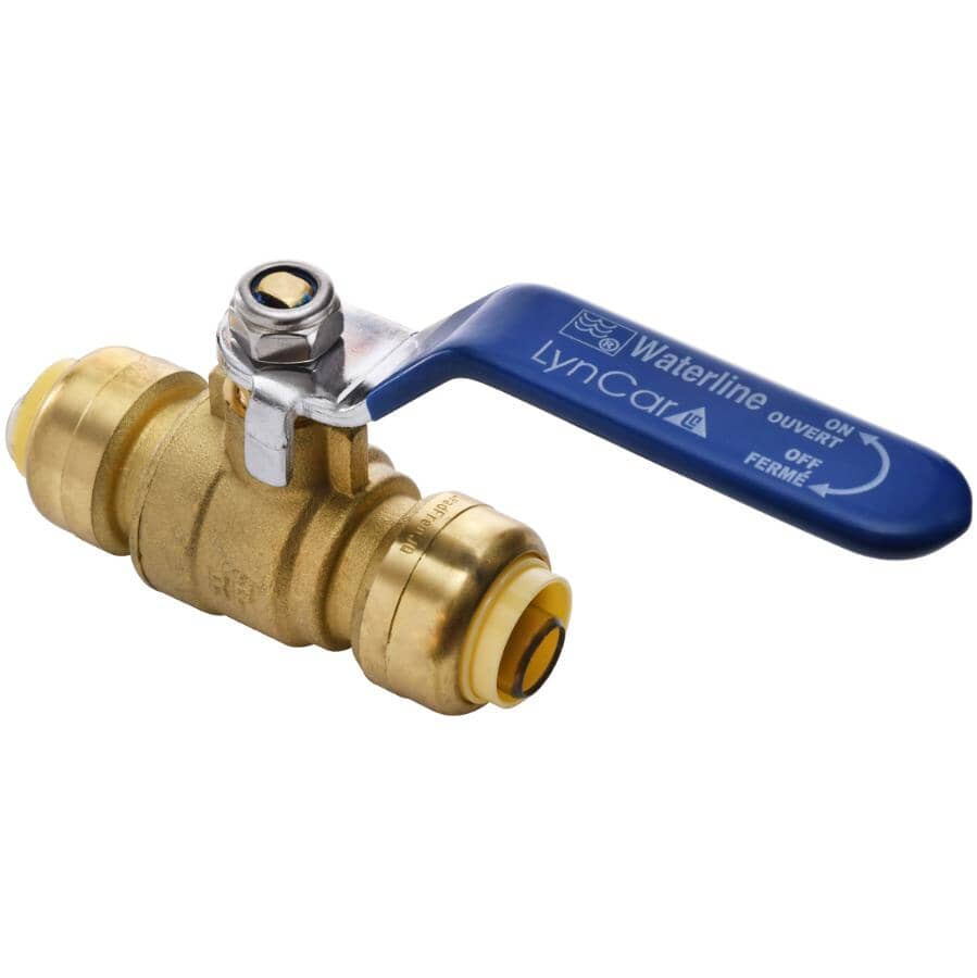 WATERLINE PRODUCTS 1/2" Push 'N' Connect Push Fit Brass Ball Valve ...