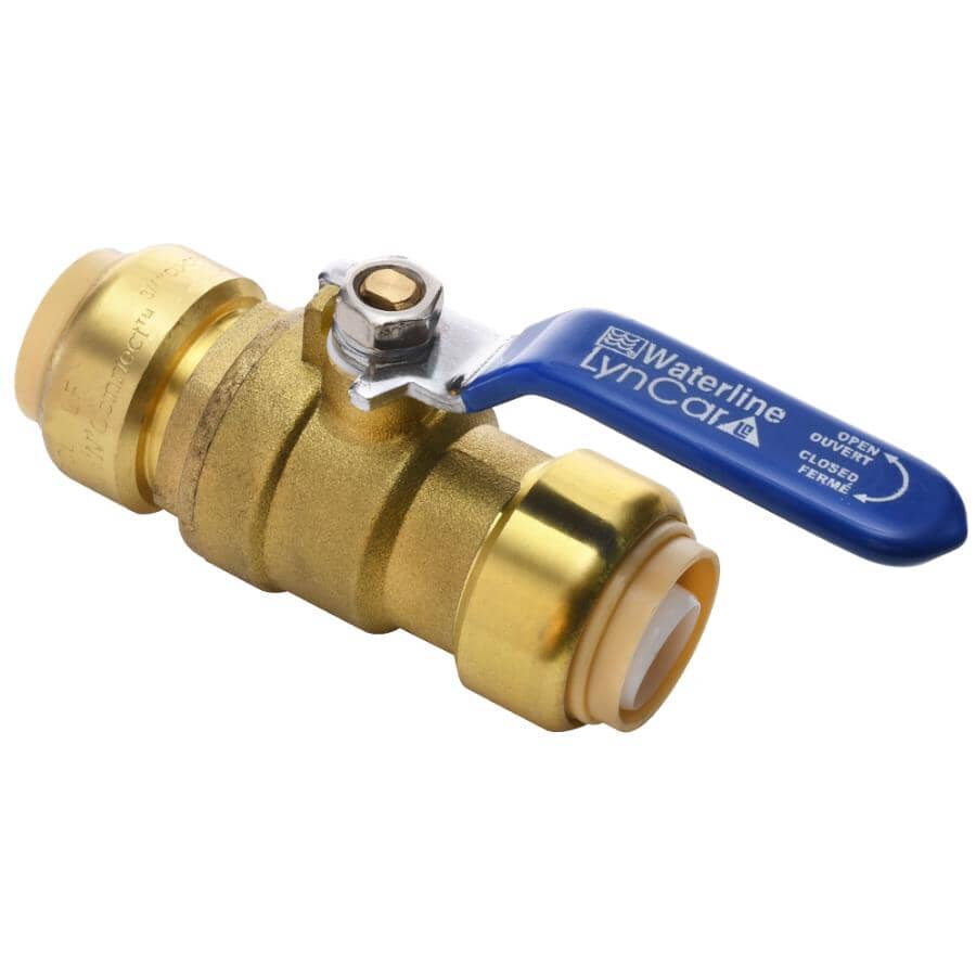 WATERLINE PRODUCTS 3/4" Push 'N' Connect Push Fit Brass Ball Valve ...