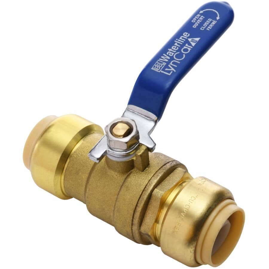 WATERLINE PRODUCTS 3/4" Push 'N' Connect Push Fit Brass Ball Valve ...