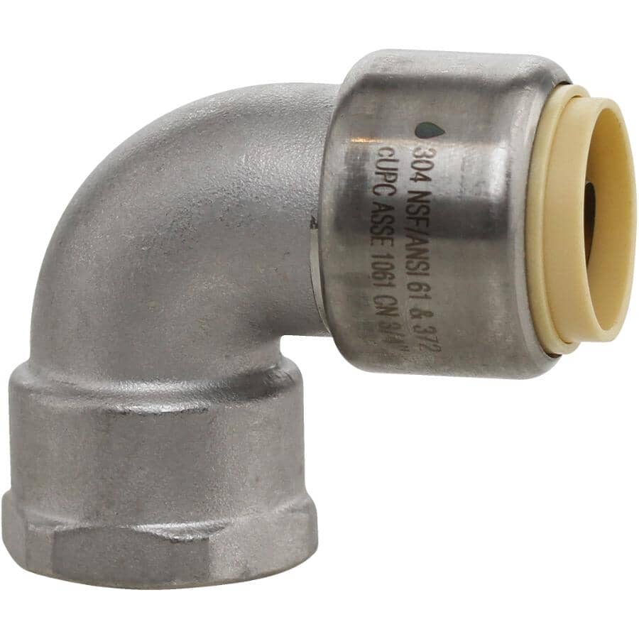 BOSHART INDUSTRIES 3/4" Push Fit 90 Degree Female Elbow | Home Hardware