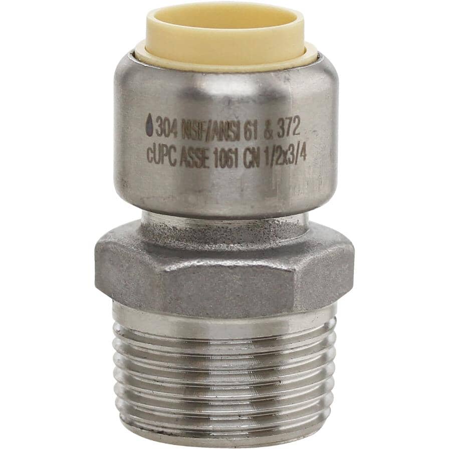 BOSHART INDUSTRIES 1/2" Push Fit x 3/4" MPT Push Fit Adapter | Home ...