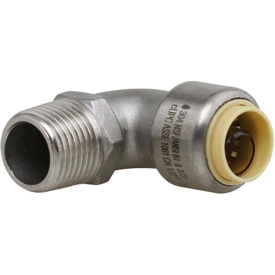 BOSHART INDUSTRIES 1/2" Push Fit 90 Degree Male Elbow | Home Hardware