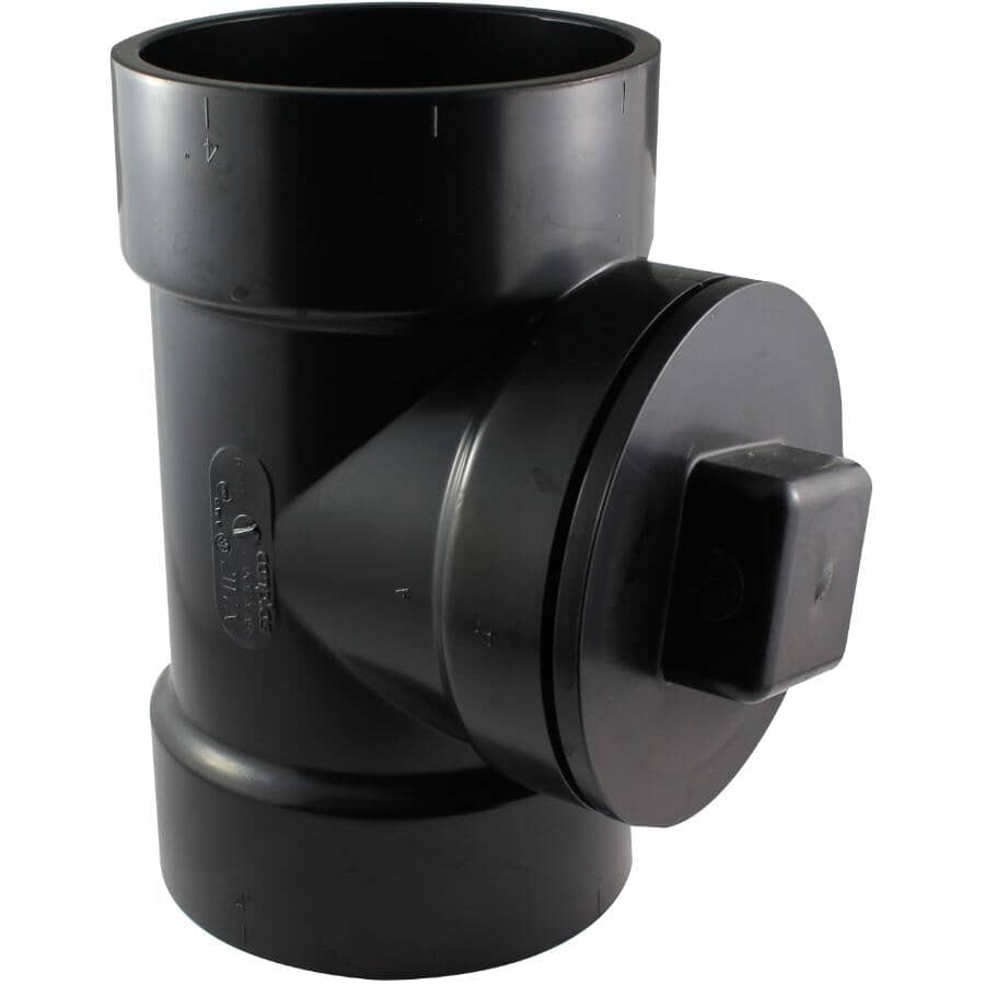 CANPLAS 4" Hub x Hub ABS Cleanout Tee with Plug | Home Hardware