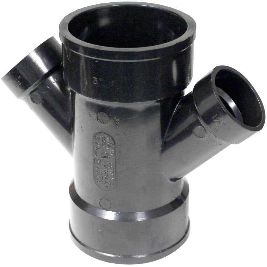 CANPLAS 3" x 3" x 1-1/2" ABS 45 Degree Double Wye | Home Hardware