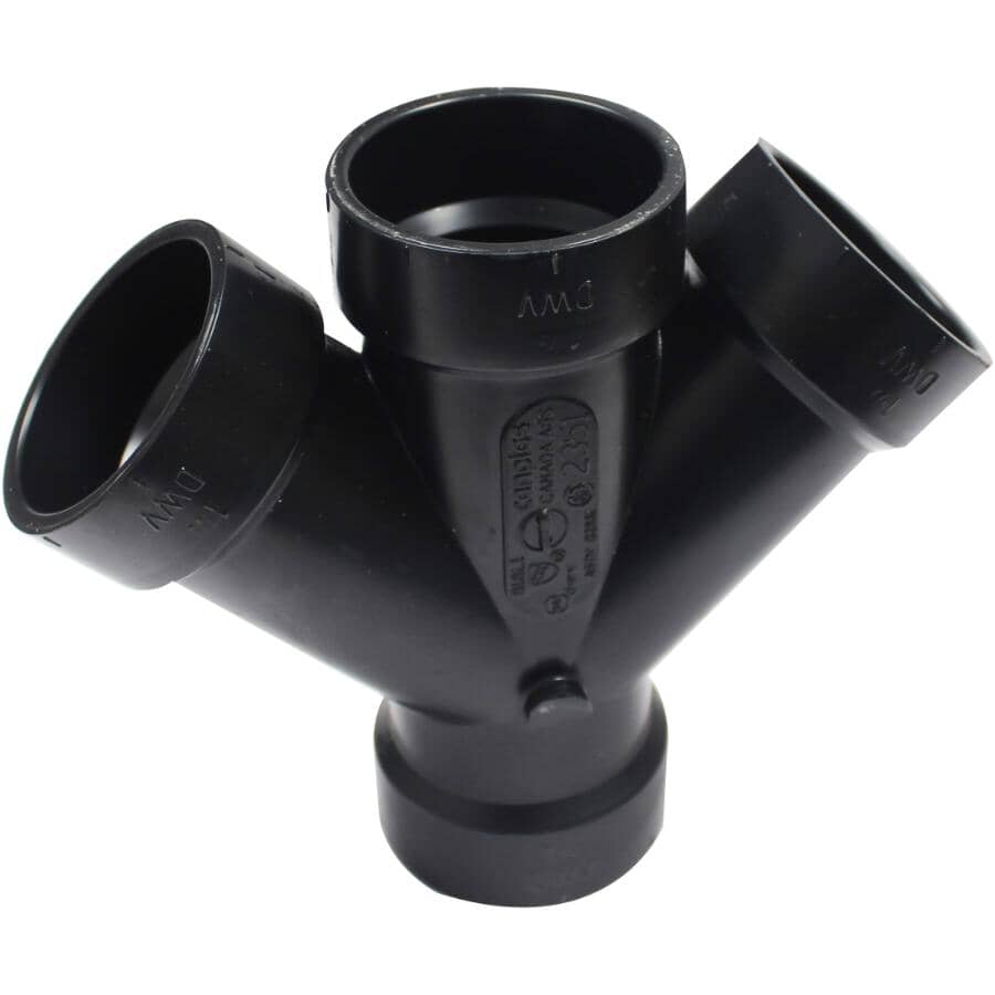 CANPLAS 1-1/2" Hub x Hub x Hub x Hub ABS 45 Degree Double Wye | Home ...