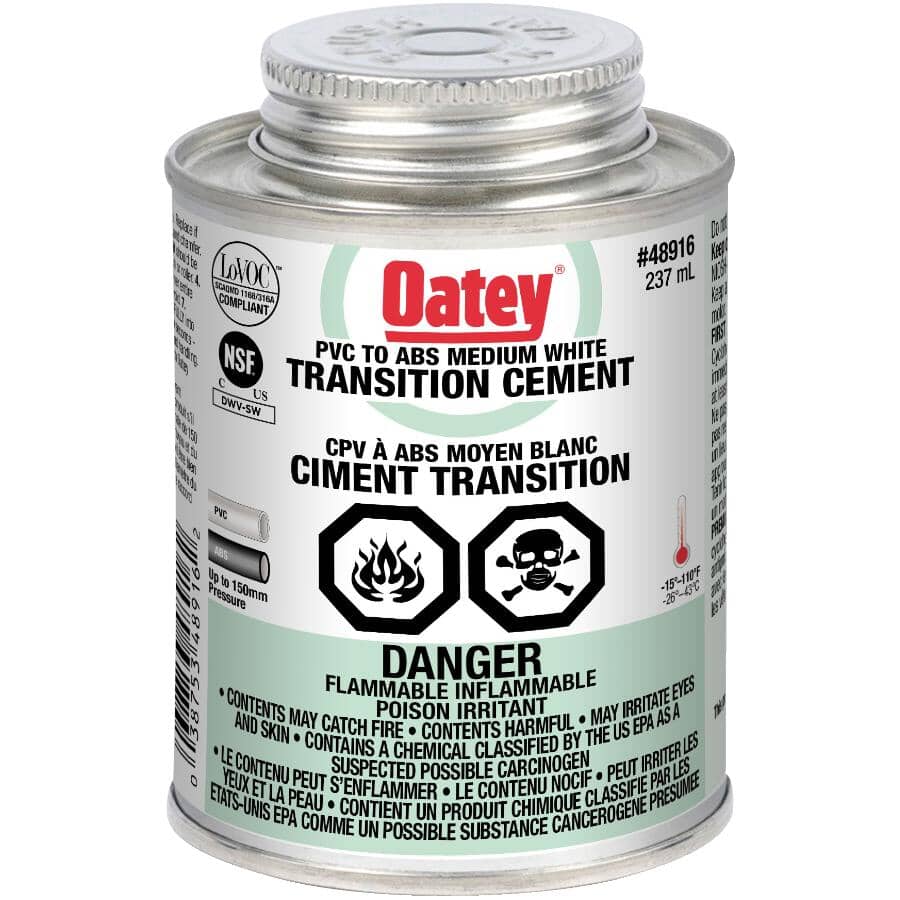 OATEY White ABS to PVC Transition Cement | Home Hardware