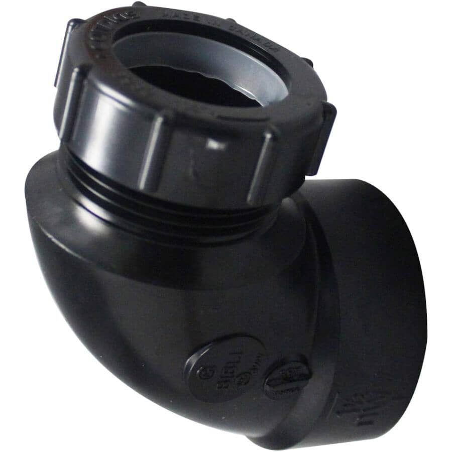 CANPLAS 1-1/2" Hub x 1-1/4" Slip ABS 90 Degree Trap Adapter | Home Hardware