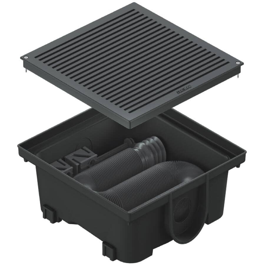 RELN 13" x 13" Low Profile Catch Basin Kit with Black Grate | Home Hardware