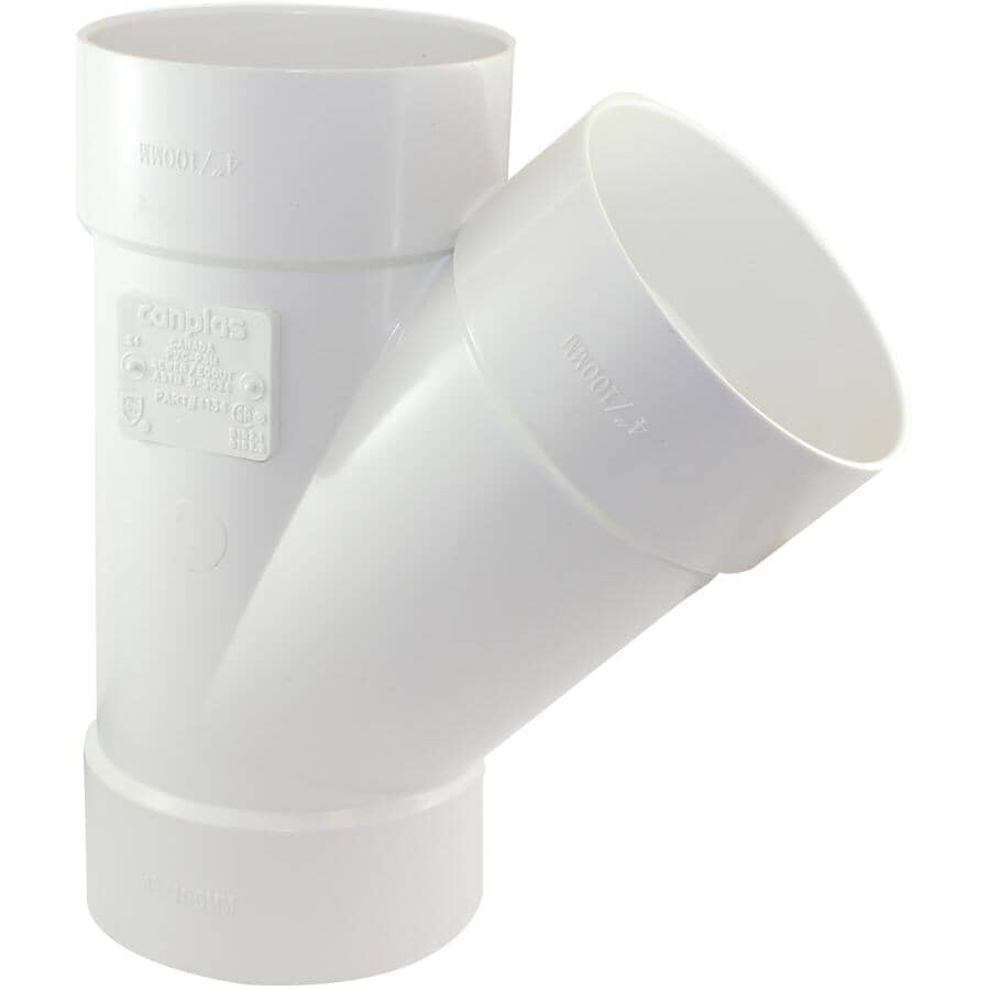 CANPLAS 4" Hub x Hub x Hub 45 Degree PVC Sewer Wye | Home Hardware