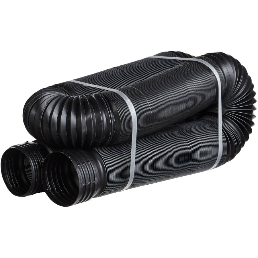 FLEX-DRAIN Tuyau de drainage non perforé expansible de 4 po x 25 pi ...