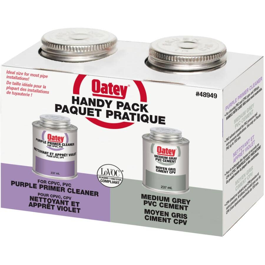 OATEY Purple PVC/CPVC Primer Cleaner & Medium Grey PVC Cement | Home ...