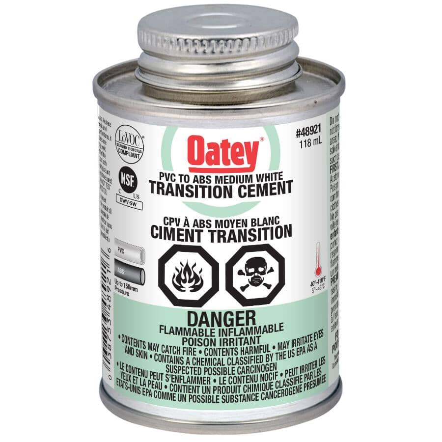 OATEY White ABS to PVC Transition Cement | Home Hardware