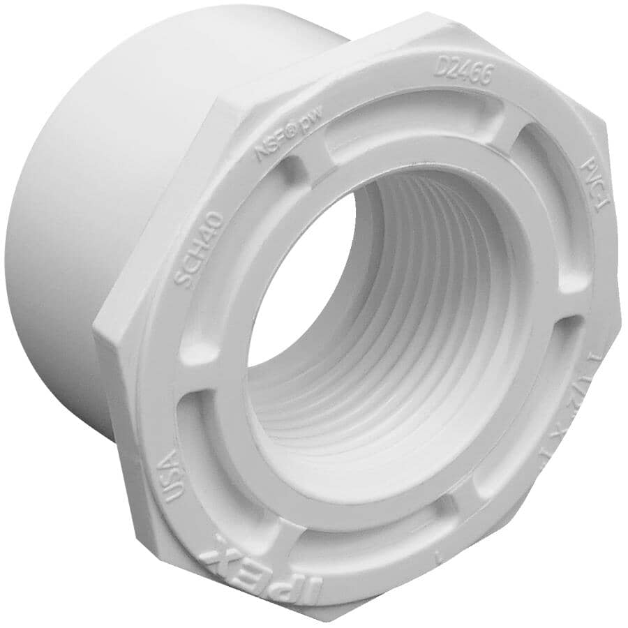 IPEX Schedule 40 1-1/2" Spigot x 1-1/4" FPT PVC Reducing Bushing | Home ...