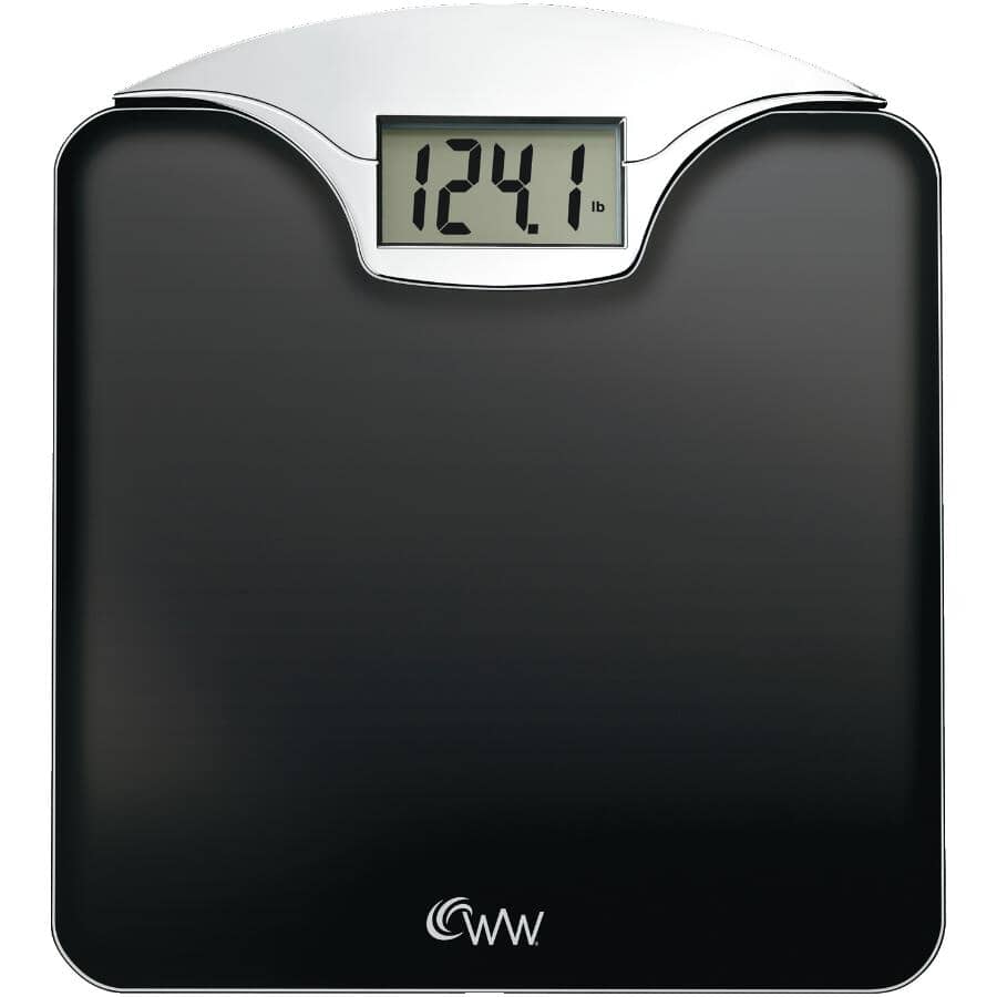 WEIGHT WATCHERS 400lb Capacity Black Glass Digital Bath Scale | Home ...