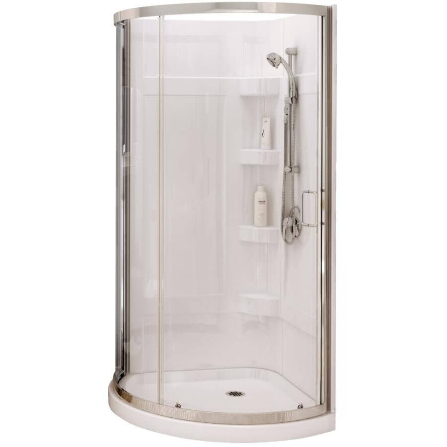 MAAX 34" x 34" Cyrene 3 Piece Acrylic Round Corner Shower Kit | Home ...