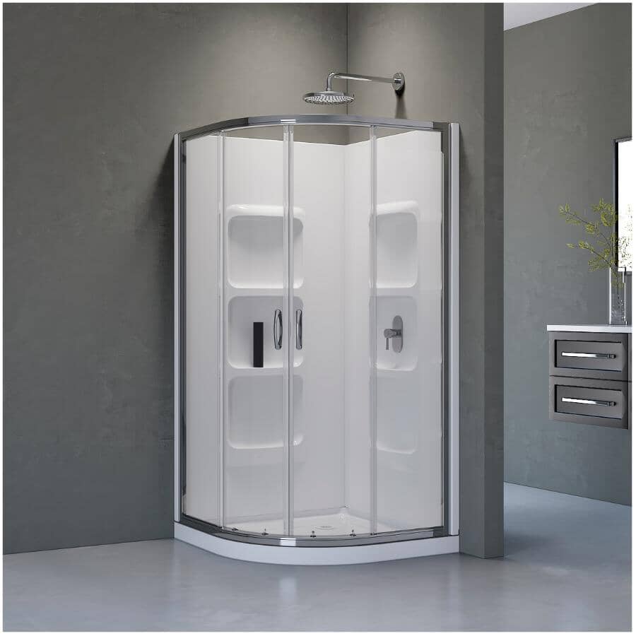 A&E BATH AND SHOWER 38" x 38" Arthur Acrylic Neo Round Corner Shower ...