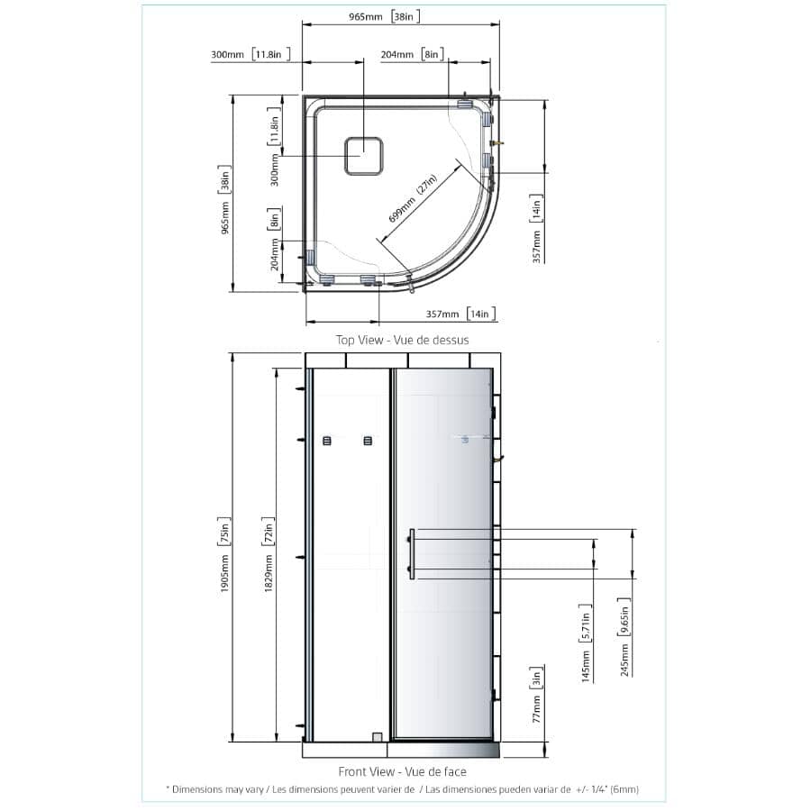 A&E BATH AND SHOWER 38" x 38" Nelson Acrylic Neo Round Corner Shower ...