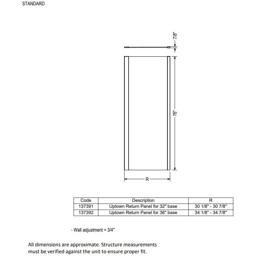 MAAX 32" x 76'' Uptown Frameless Return Panel | Home Hardware