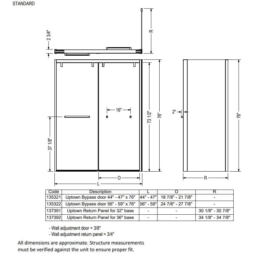 MAAX 32" x 76'' Uptown Frameless Return Panel | Home Hardware