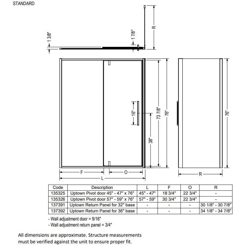 MAAX 32" x 76'' Uptown Frameless Return Panel | Home Hardware