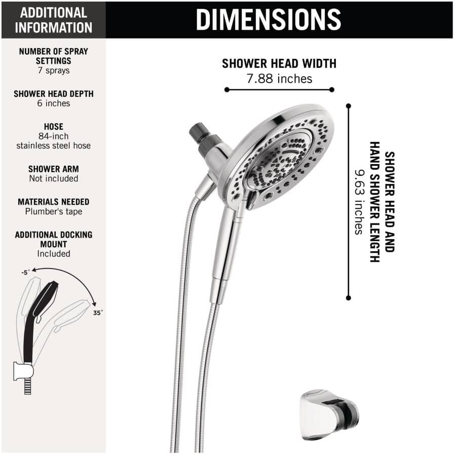 DELTA FAUCET In2ition 7 Setting Handheld & Wall Showerhead | Home Hardware