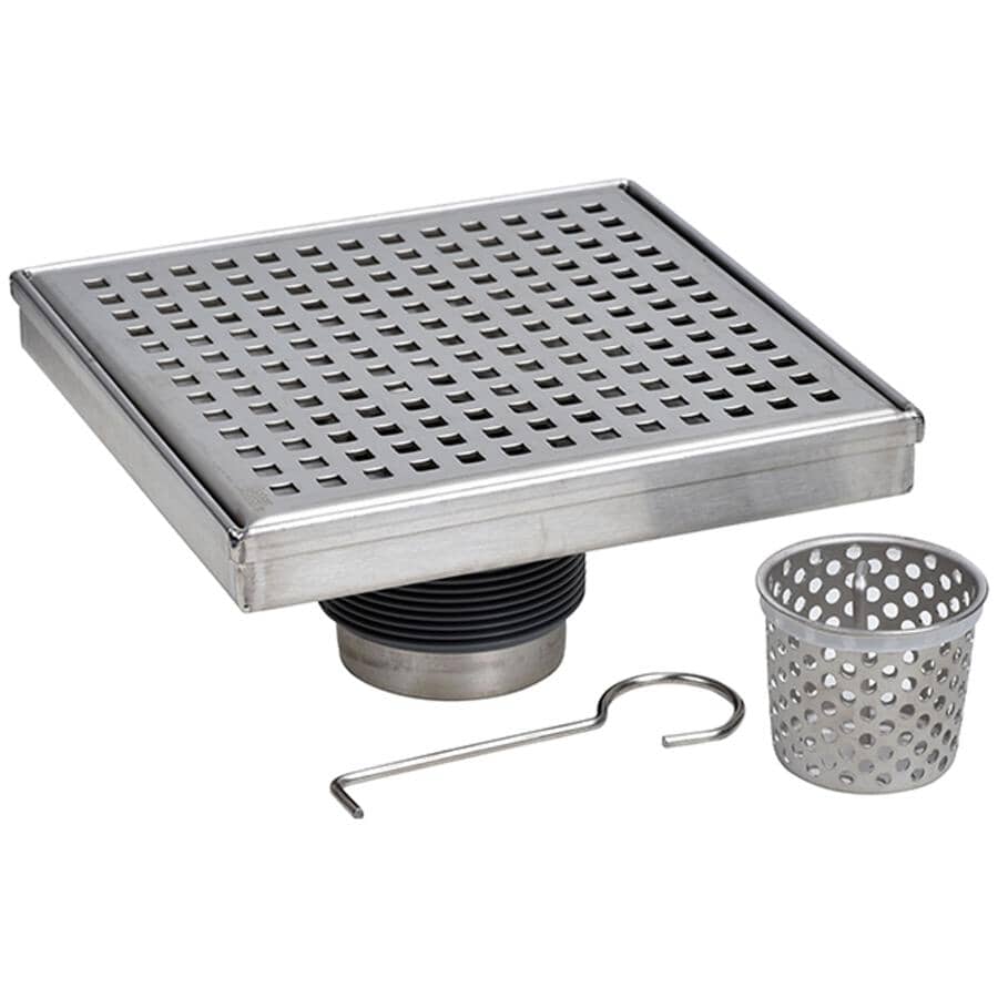 OATEY Designline 6" x 6" Square Drain Stainless Steel Grate | Home Hardware