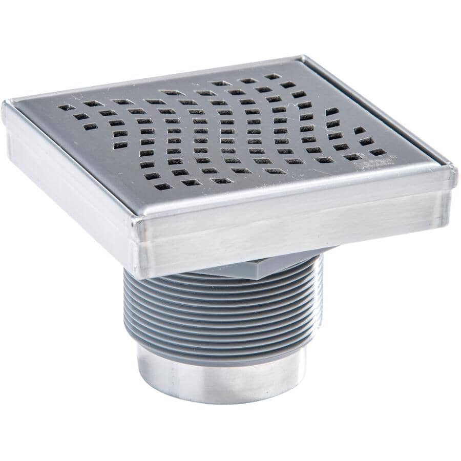 OATEY Designline 4" x 4" Square Wave Drain Stainless Steel Grate | Home Hardware