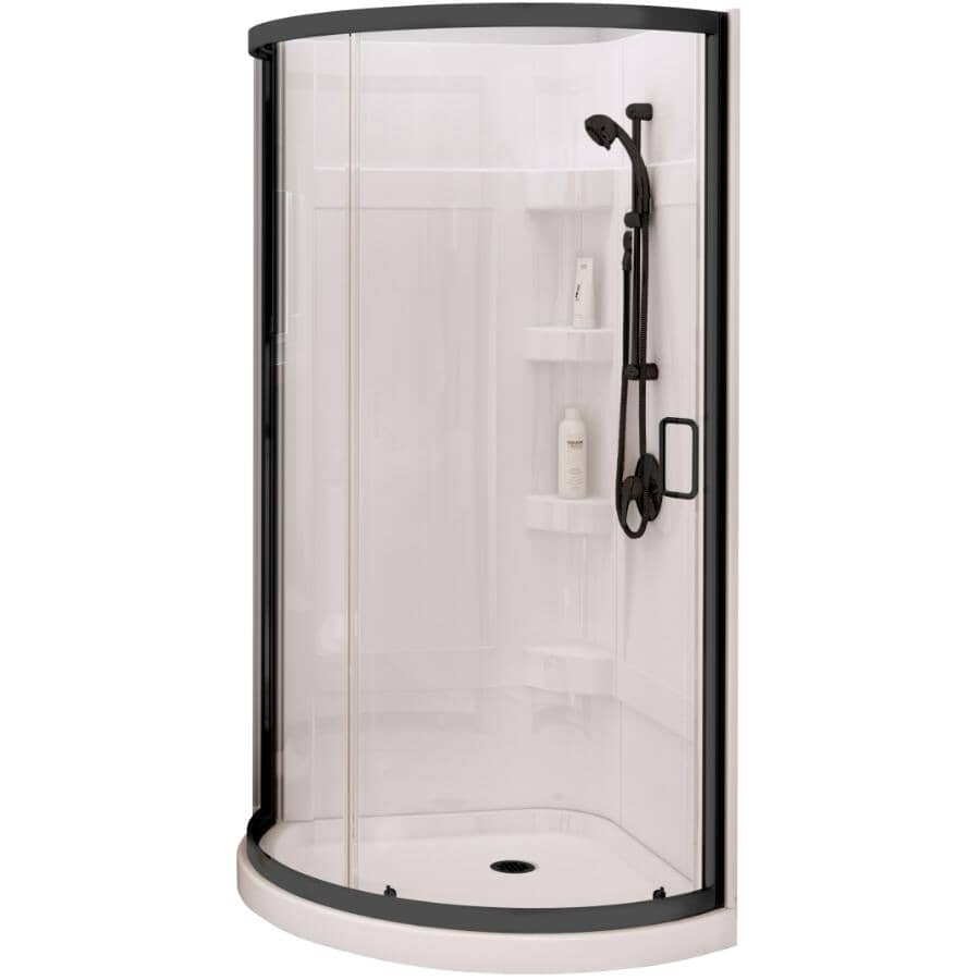 MAAX 34" x 34" x 76" Cyrene 3 Piece Acrylic Round Corner Shower Kit ...