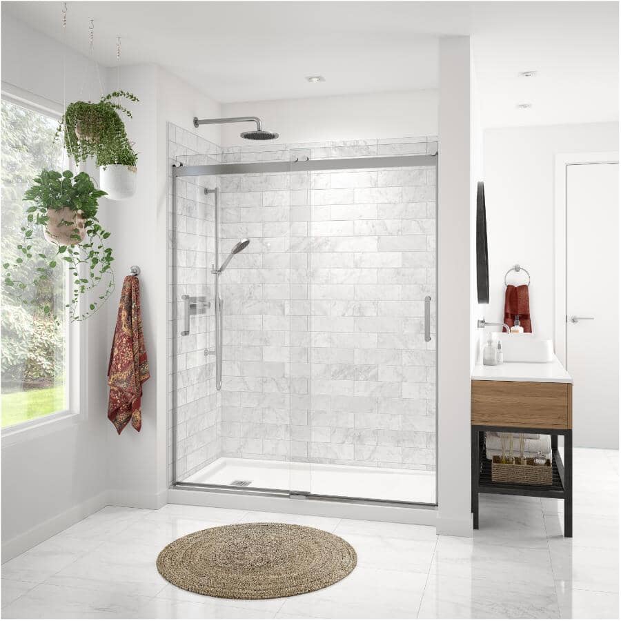MAAX 60" x 80'' Utile Marble Carrara Shower Back Wall | Home Hardware