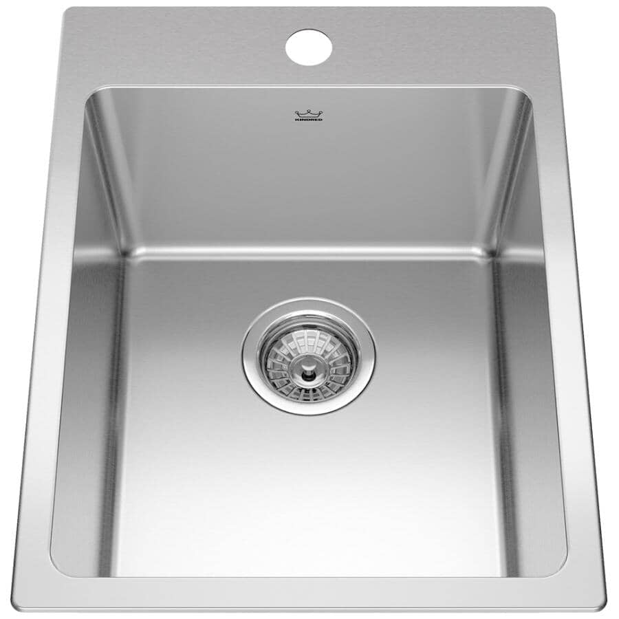 KINDRED Evier de bar simple encastré en acier inoxydable de 21 x 16 po ...