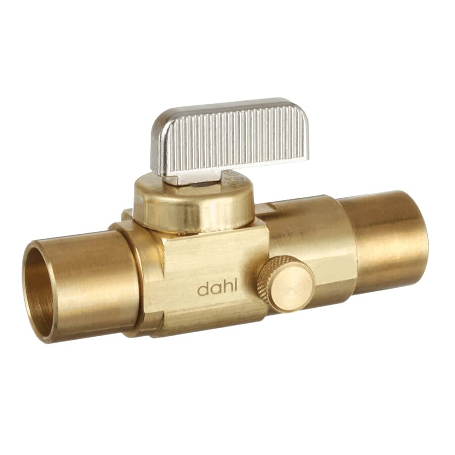 DAHL 1/2" Copper Stop Valve, with Brass Finish and Drain | Home Hardware