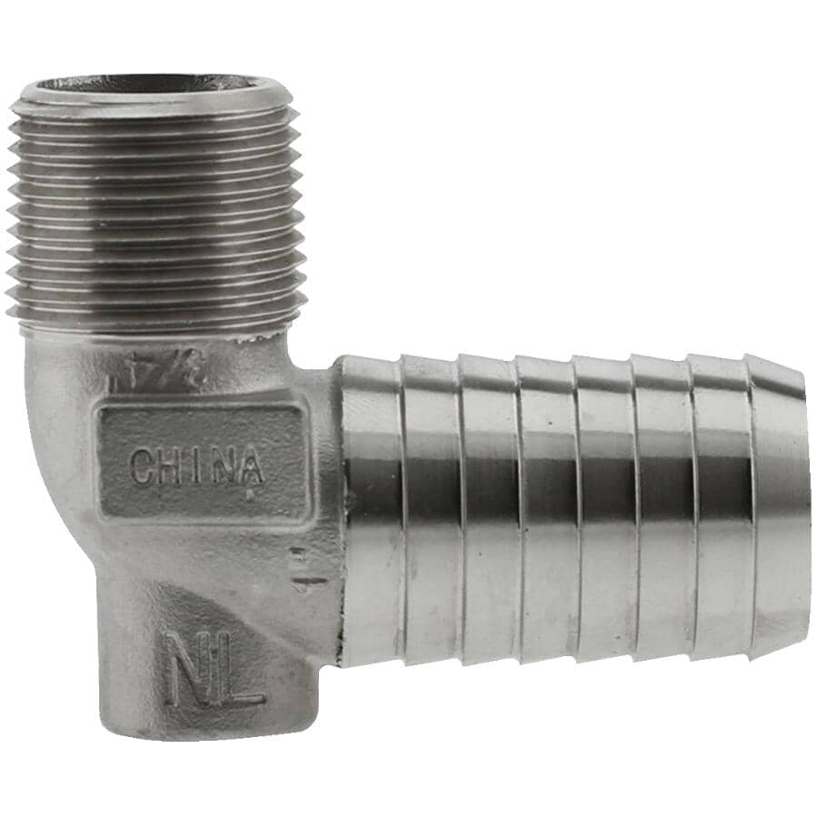 PLUMB-EEZE 3/4" MPT x 1" Insert 90 Degree Stainless Steel Elbow for ...