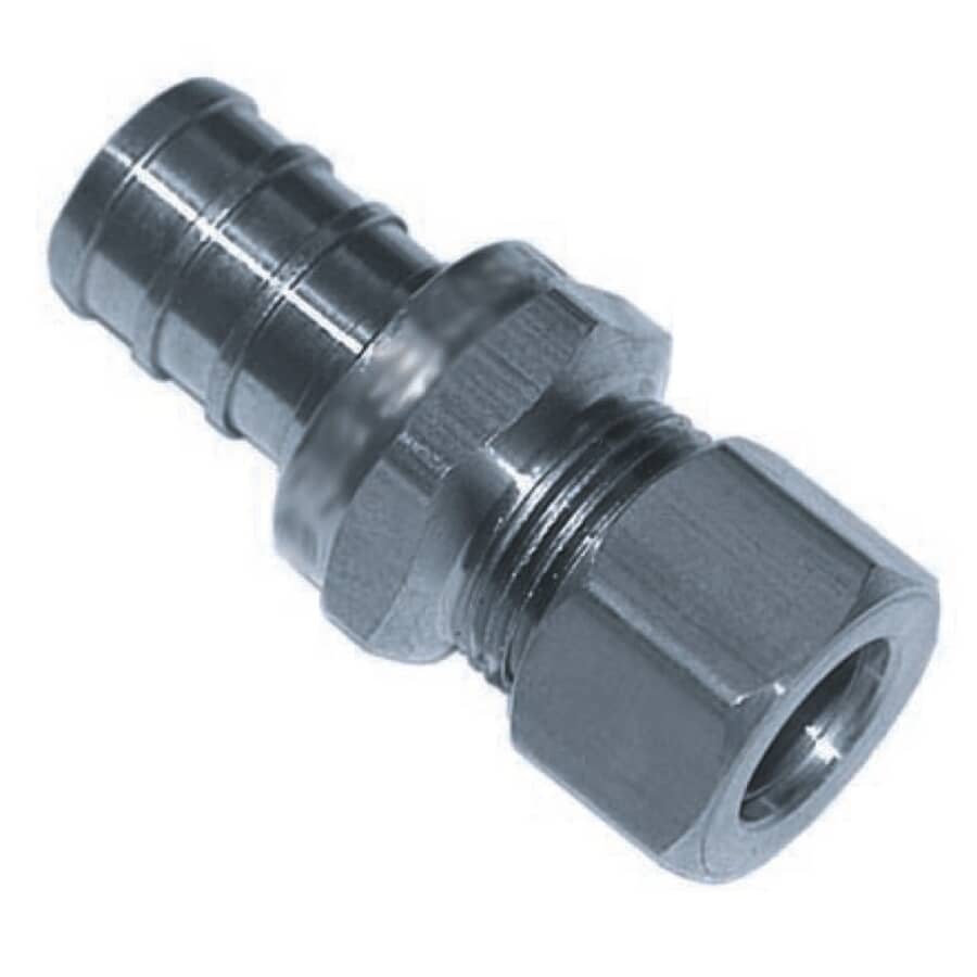 WATERLINE PRODUCTS 1/2" PEX x 3/8" Compression Brass Straight Adapter ...